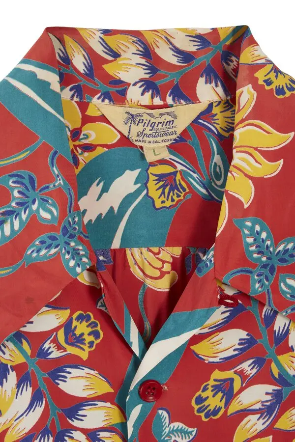 Vintage Floral Hawaiian Shirt - Red