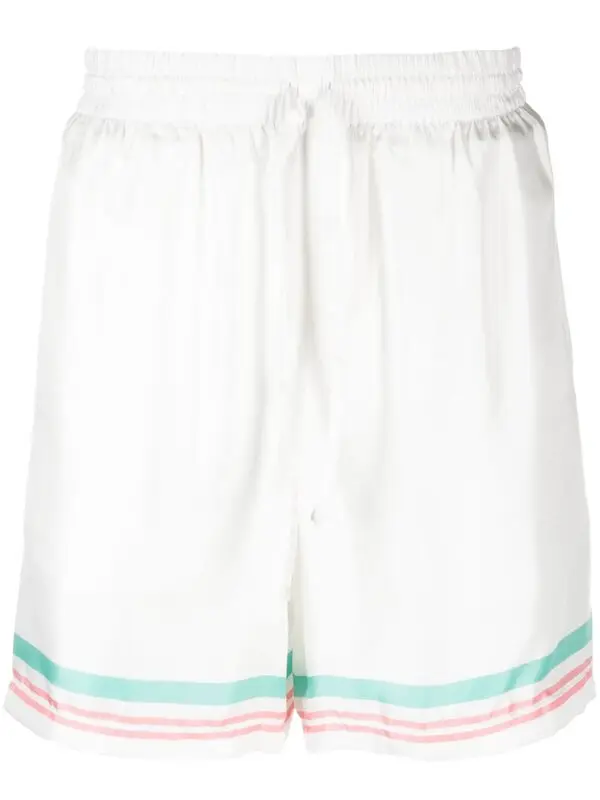 Casablanca Tennis Club Silk Shorts - White