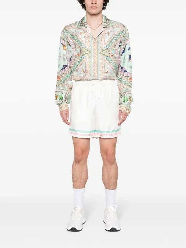 Casablanca Tennis Club Silk Shorts - White