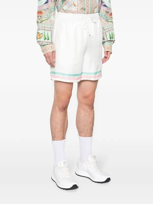 Casablanca Tennis Club Silk Shorts - White