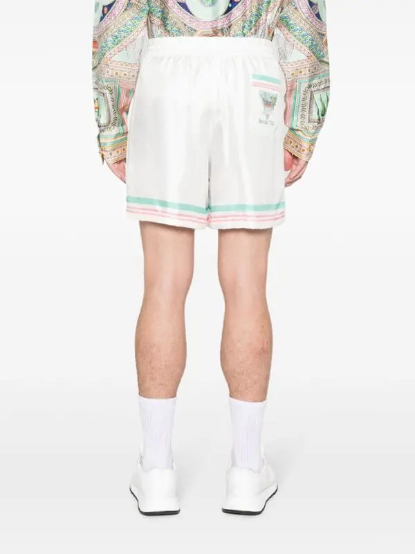 Casablanca Tennis Club Silk Shorts - White