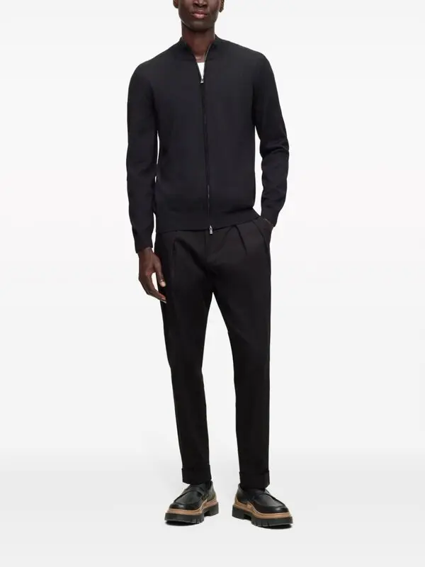 BOSS Zip-up Virgin-wool Cardigan - Black