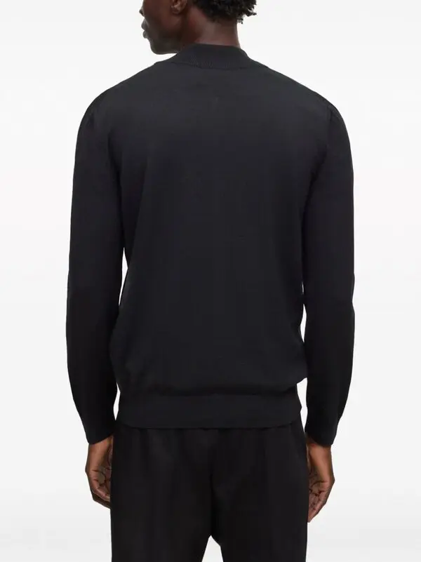 BOSS Zip-up Virgin-wool Cardigan - Black