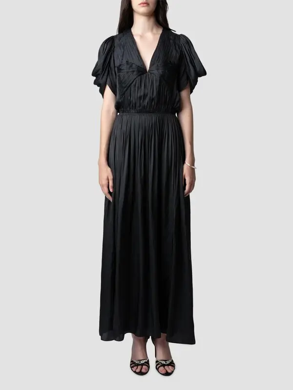 Zadig&Voltaire Reina Pleated Satin Gown - Noir