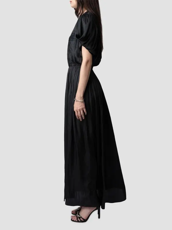 Zadig&Voltaire Reina Pleated Satin Gown - Noir