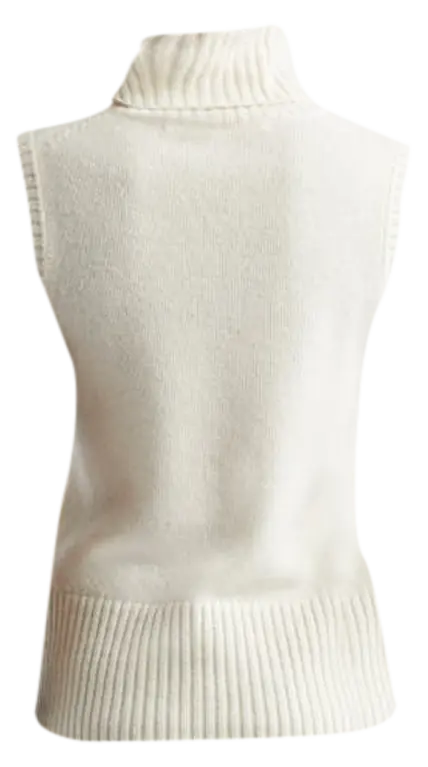 Veronica Beard Mazzy Sleeveless Cashmere Turtleneck Sweater - Ivory