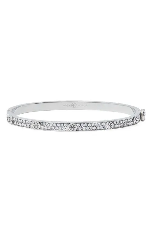 Tory Burch Thin Icon Pavé Hinge Bracelet - Tory Silver/crystal