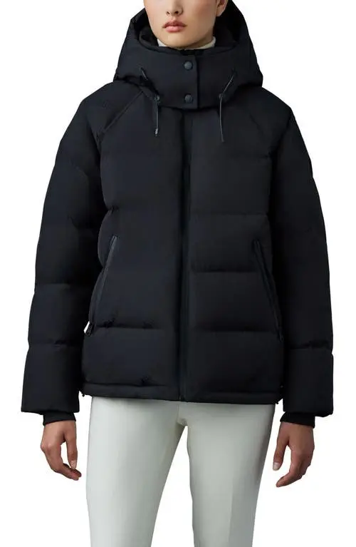 Mackage Edana Logo Jacquard Down Puffer Coat With Removable Hood