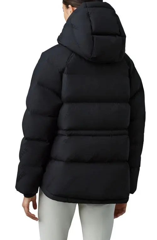 Mackage Edana Logo Jacquard Down Puffer Coat With Removable Hood