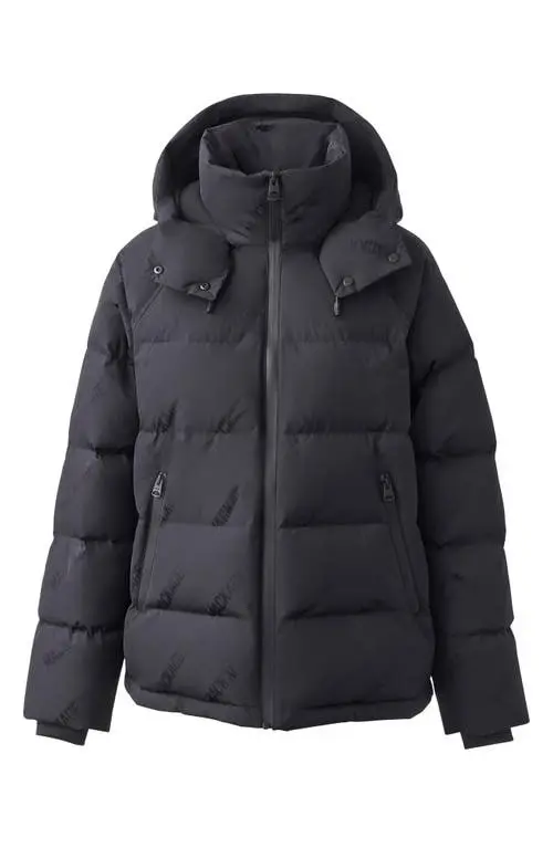 Mackage Edana Logo Jacquard Down Puffer Coat With Removable Hood