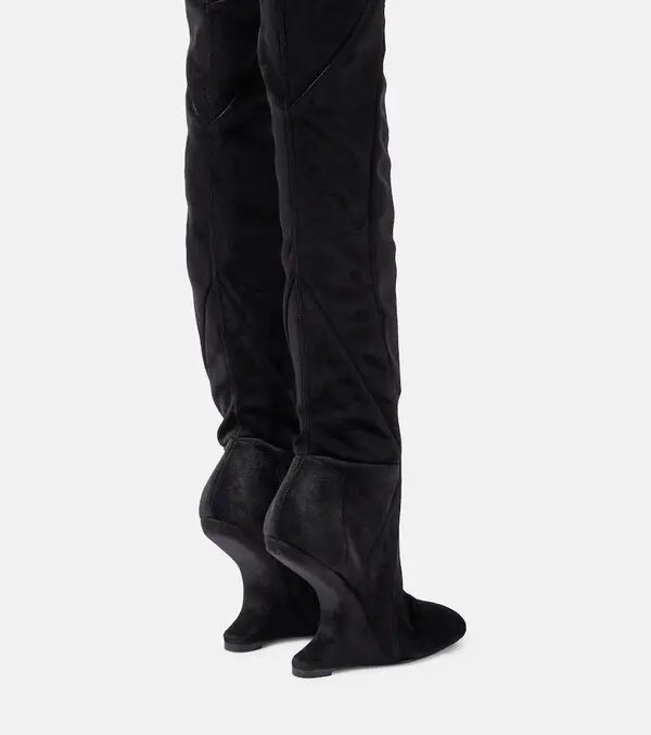 Rick Owens Cantilever Velvet Over-the-knee Boots