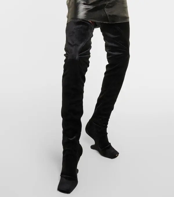 Rick Owens Cantilever Velvet Over-the-knee Boots