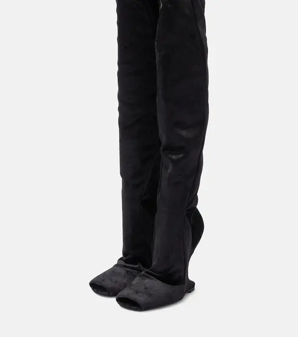 Rick Owens Cantilever Velvet Over-the-knee Boots