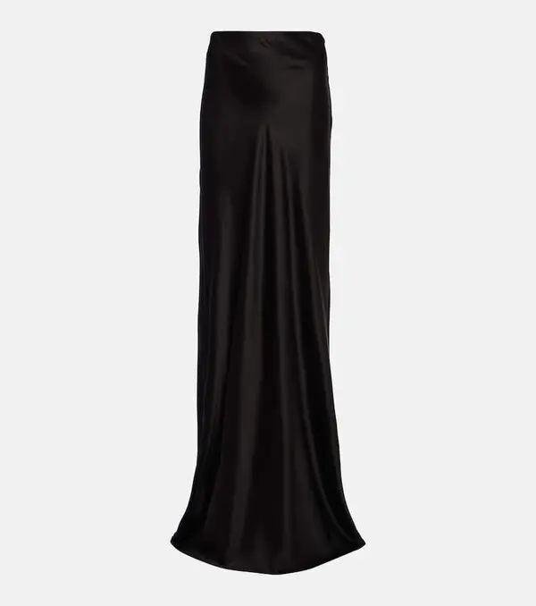 THE SEI Silk Satin Maxi Skirt - Black