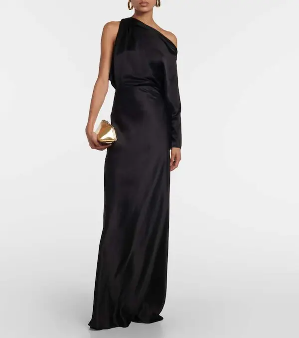 THE SEI Silk Satin Maxi Skirt - Black