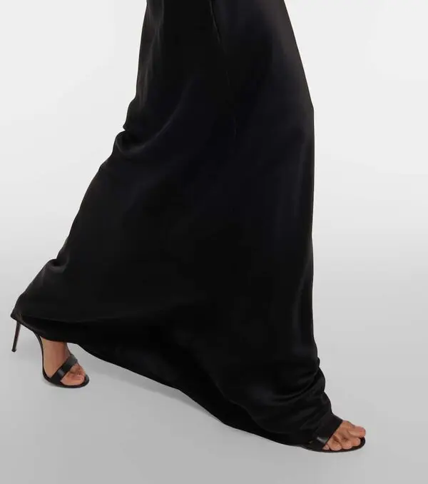 THE SEI Silk Satin Maxi Skirt - Black
