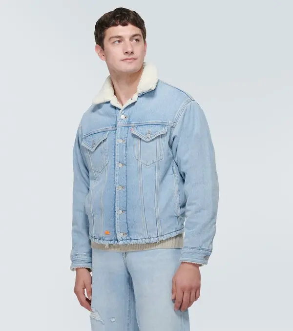 ERL Denim Jacket With Sherpa Collar