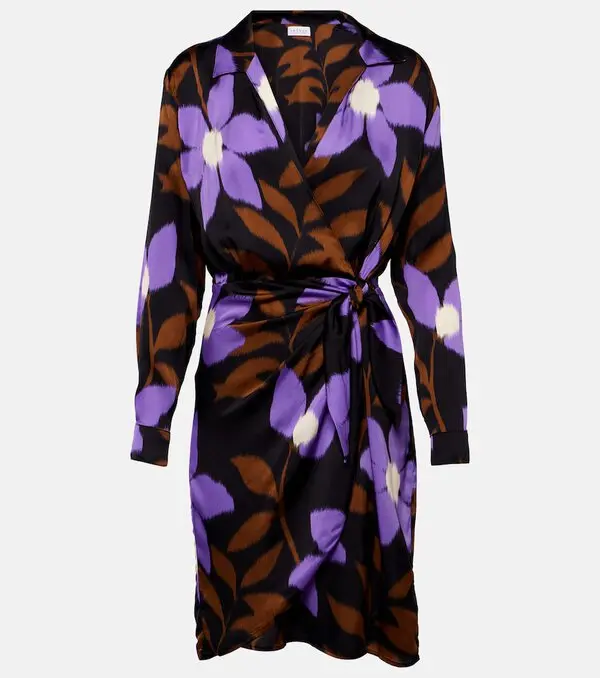 Velvet By Graham & Spencer Printed Satin Wrap Dress - Multicoloured