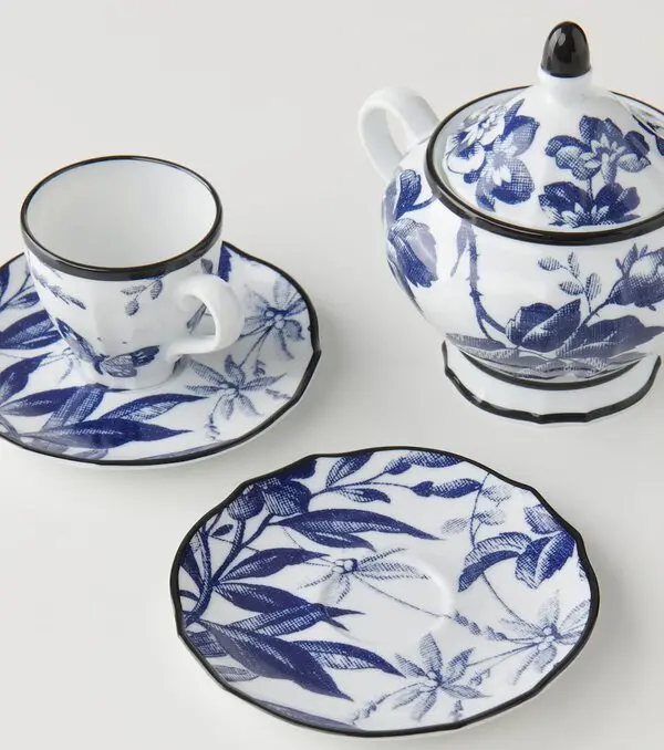 Gucci Herbarium Set Of Teacup And Saucer - Blue