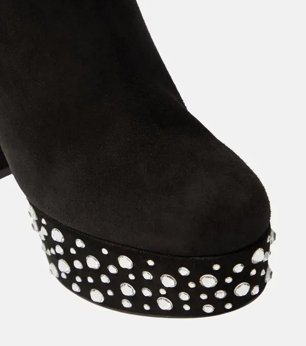 GIANVITO ROSSI Crystal Embellished Suede Platform Ankle Boots