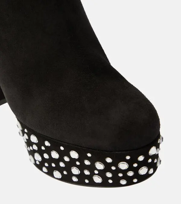 GIANVITO ROSSI Crystal Embellished Suede Platform Ankle Boots