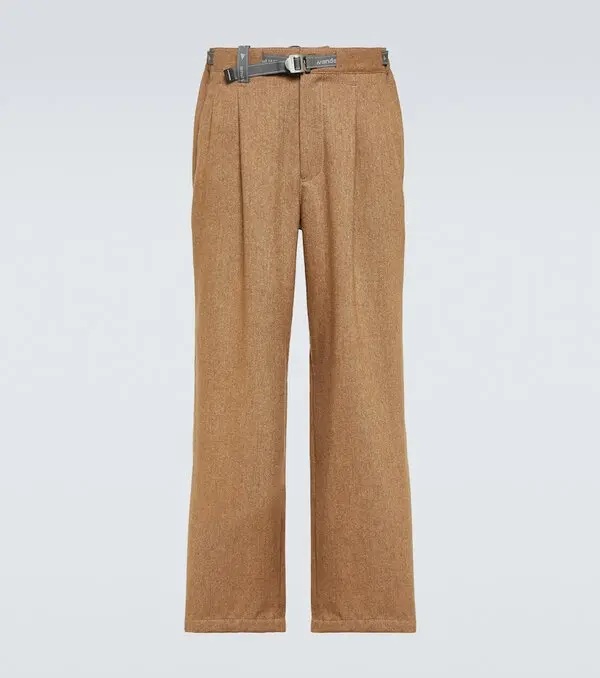 AND WANDER Re Wool Tweed Wide-leg Pants