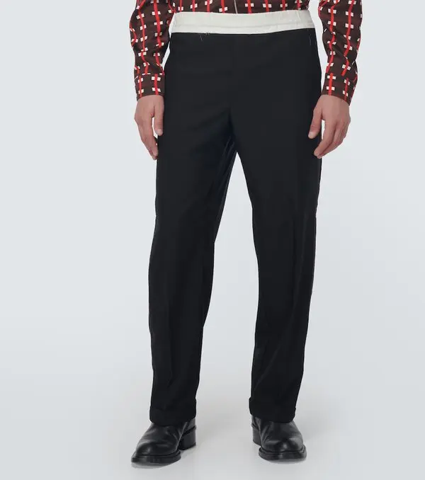 WALES BONNER Silk-trimmed Wool Pants