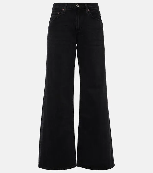 AGOLDE Clara Low-rise Wide-leg Jeans - Black