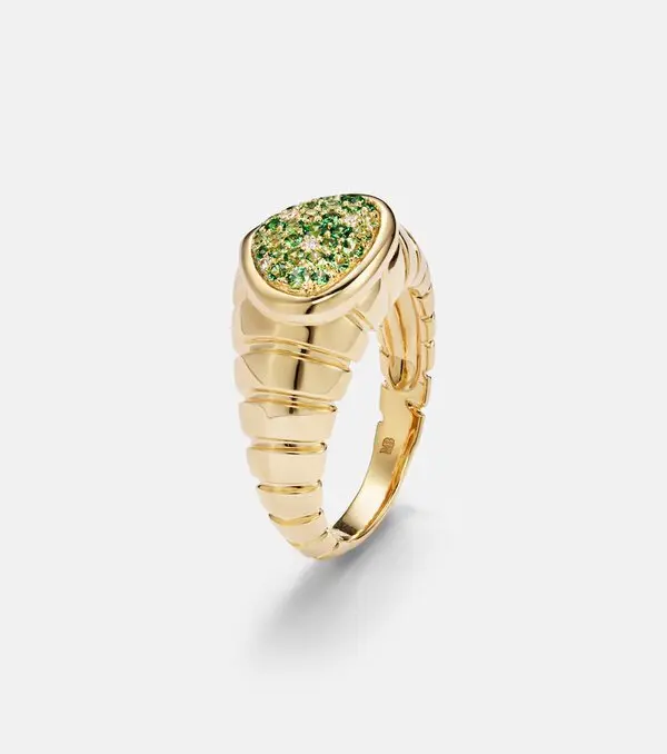 Marina B 18kt Yellow Ring With Tsavorites And Diamonds - Gold