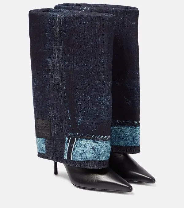 JIMMY CHOO X Jean Paul Gaultier Leather And Denim Boots