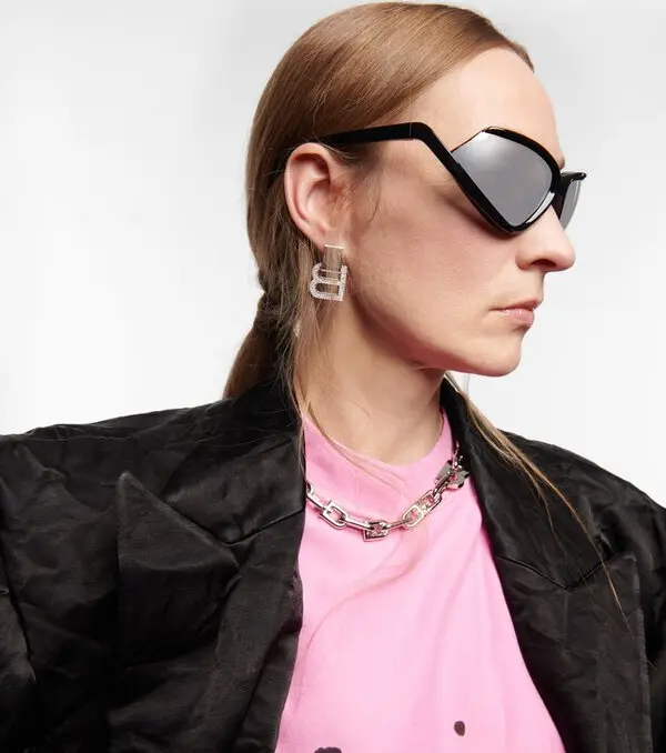 Balenciaga Side Xpander Oval Sunglasses - Black