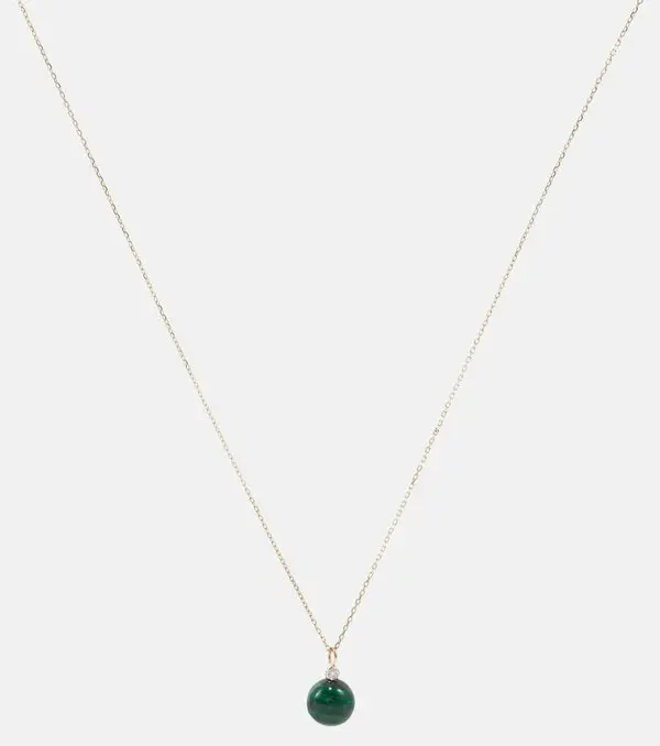 Mateo 14kt Gold Necklace With Malachite And Diamond - Green
