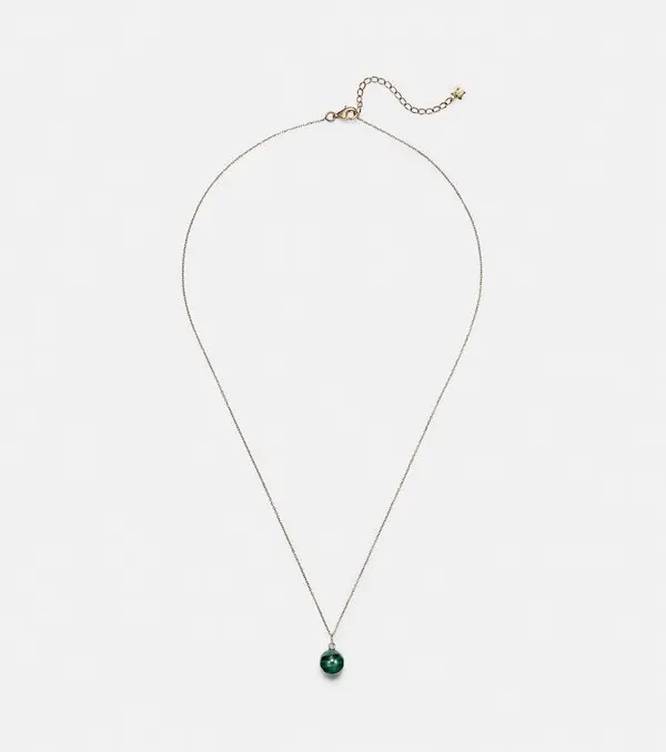 Mateo 14kt Gold Necklace With Malachite And Diamond - Green