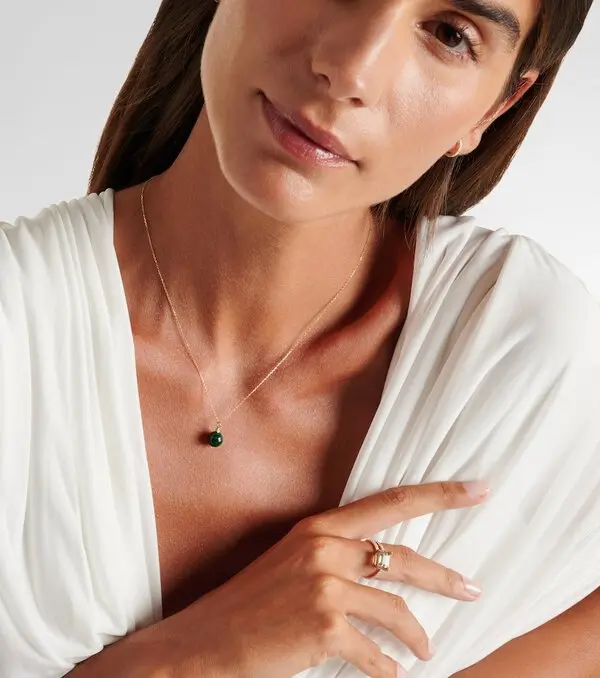 Mateo 14kt Yellow Gold Malachite And Diamond Pendant Necklace