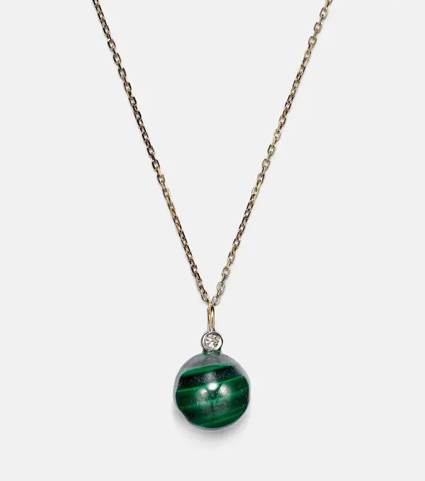 Mateo 14kt Yellow Gold Malachite And Diamond Pendant Necklace
