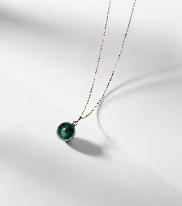 Mateo 14kt Yellow Gold Malachite And Diamond Pendant Necklace