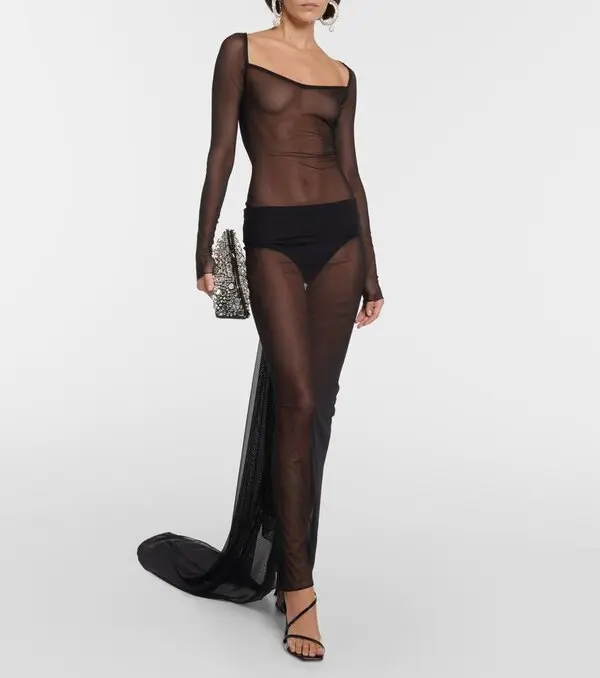 LAQUAN SMITH Sheer Mesh Gown