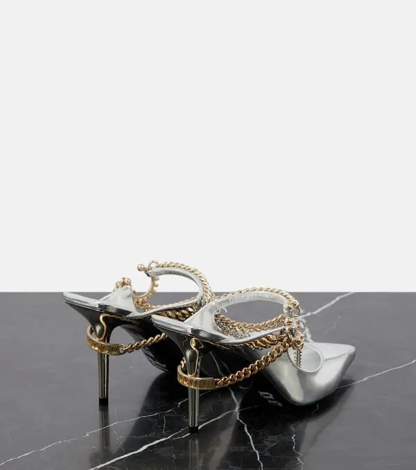 JIMMY CHOO X Jean Paul Gaultier Embellished Leather Slingback Pumps
