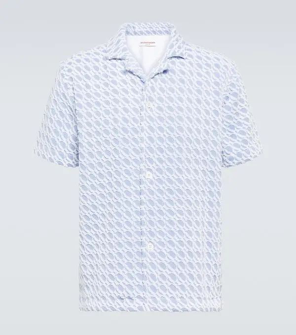 Orlebar Brown Howell Cotton Terry Bowling Shirt - Blue