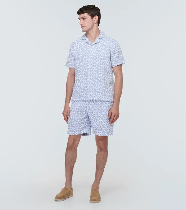 Orlebar Brown Howell Cotton Terry Bowling Shirt - Blue