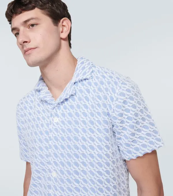 Orlebar Brown Howell Cotton Terry Bowling Shirt - Blue