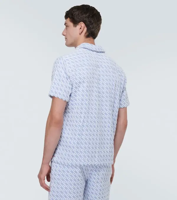 Orlebar Brown Howell Cotton Terry Bowling Shirt - Blue