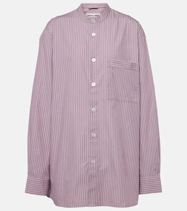 BIRKENSTOCK X Tekla Striped Cotton Pajama Shirt - Purple