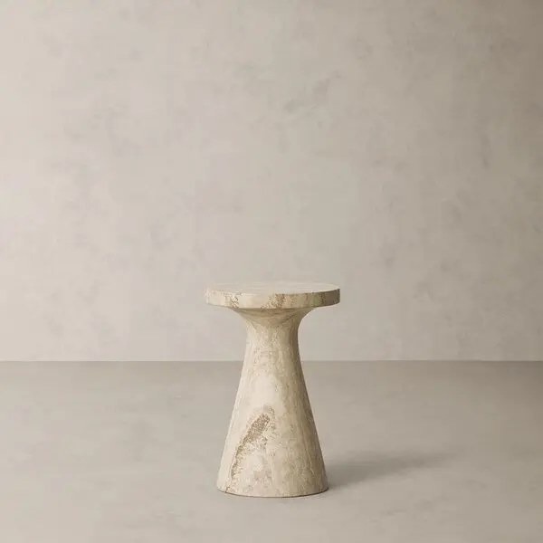 BR Home Alta Travertine Cylinder Side Table