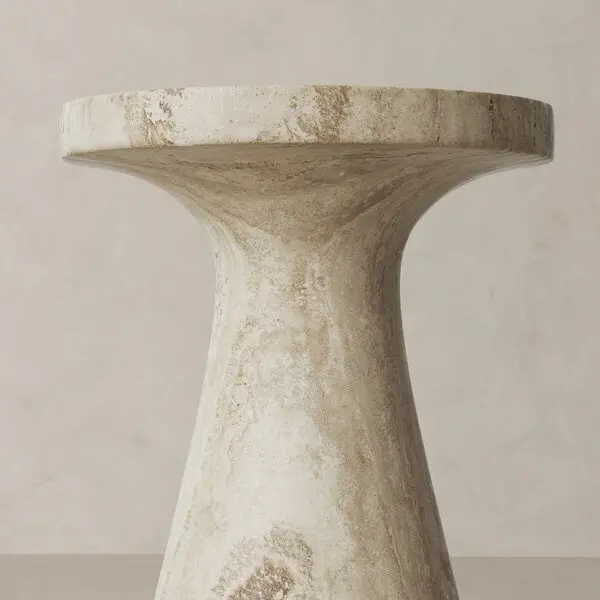 BR Home Alta Travertine Cylinder Side Table