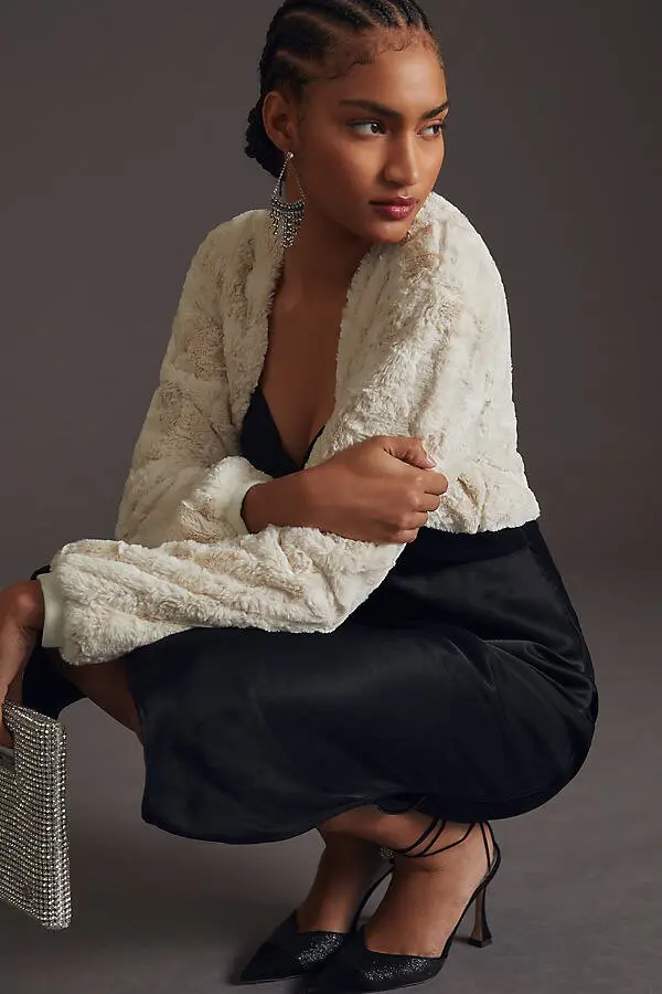 Maeve Faux Fur Shrug Top
