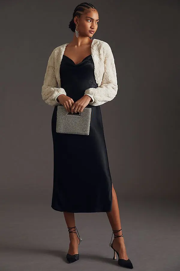 Maeve Faux Fur Shrug Top