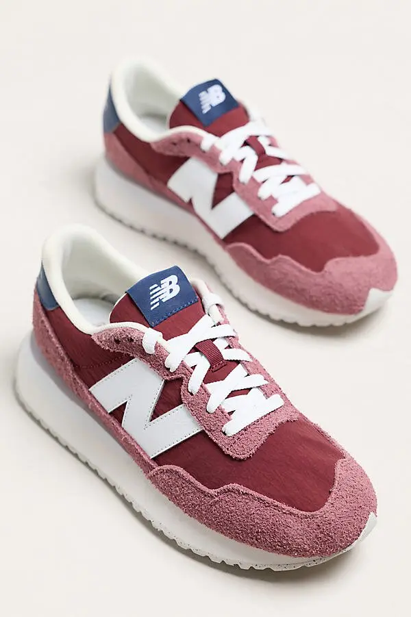 NEW BALANCE 237 Lace Up Sneakers - Washed Burgundy/ White