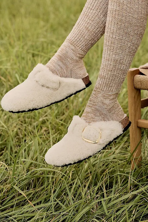 BIRKENSTOCK Boston Teddy Clogs - Cream
