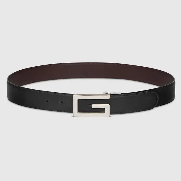 Gucci Reversible Belt With Square G Buckle - Black